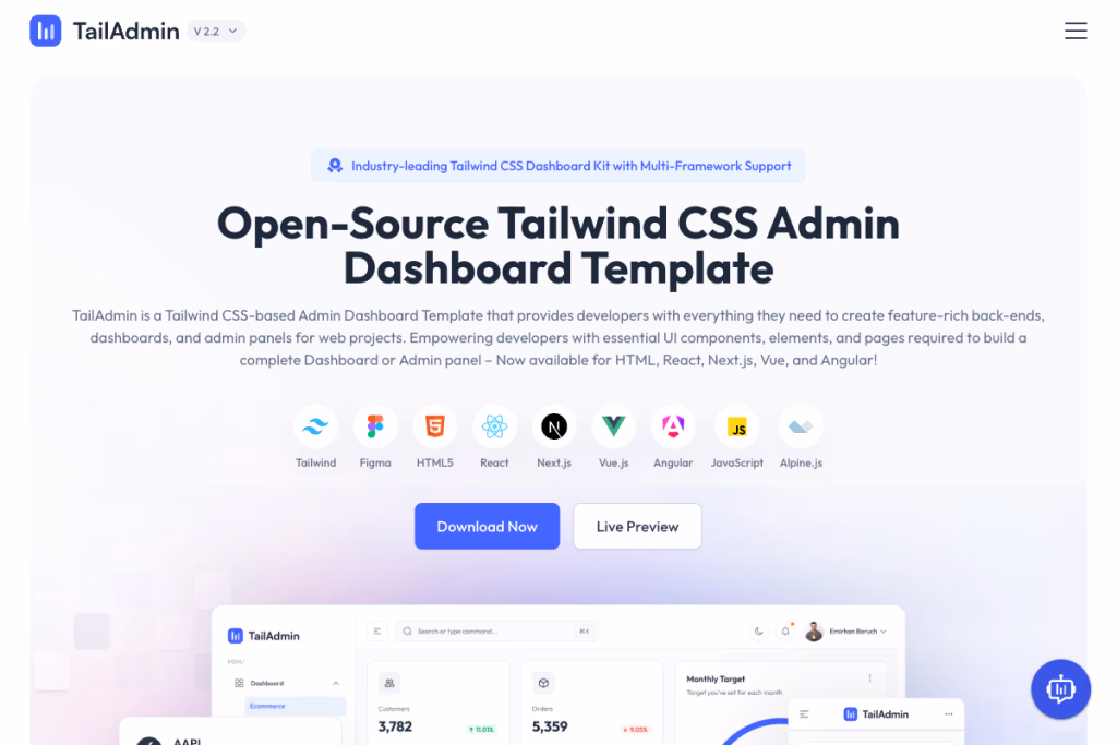 25 Tailwind CSS Admin and Dashboard Templates 2026 - AdminLTE.IO